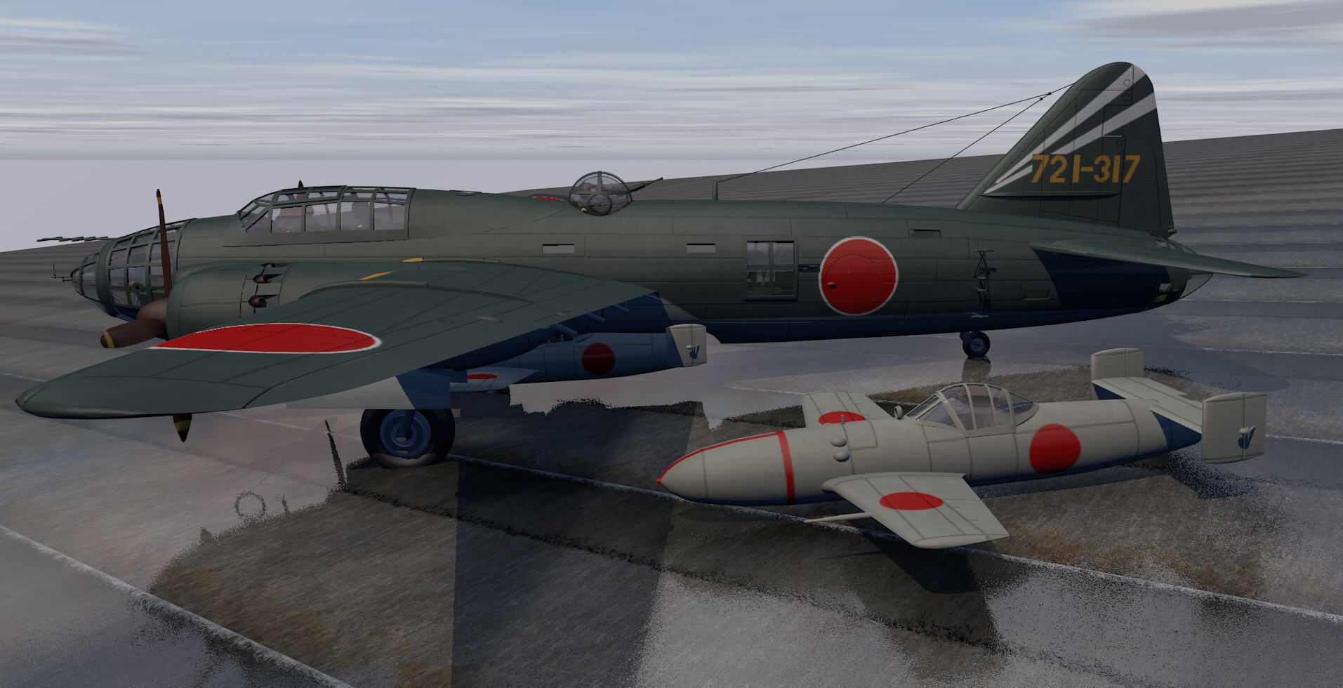 Mitsubishi G4M2 Betty - with Yokosuka MXY7 Ohka 3D model | CGTrader