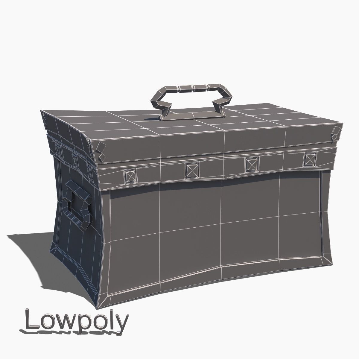 3D model HQ lowpoly chest cartoonish stylized wooden draped VR / AR ...