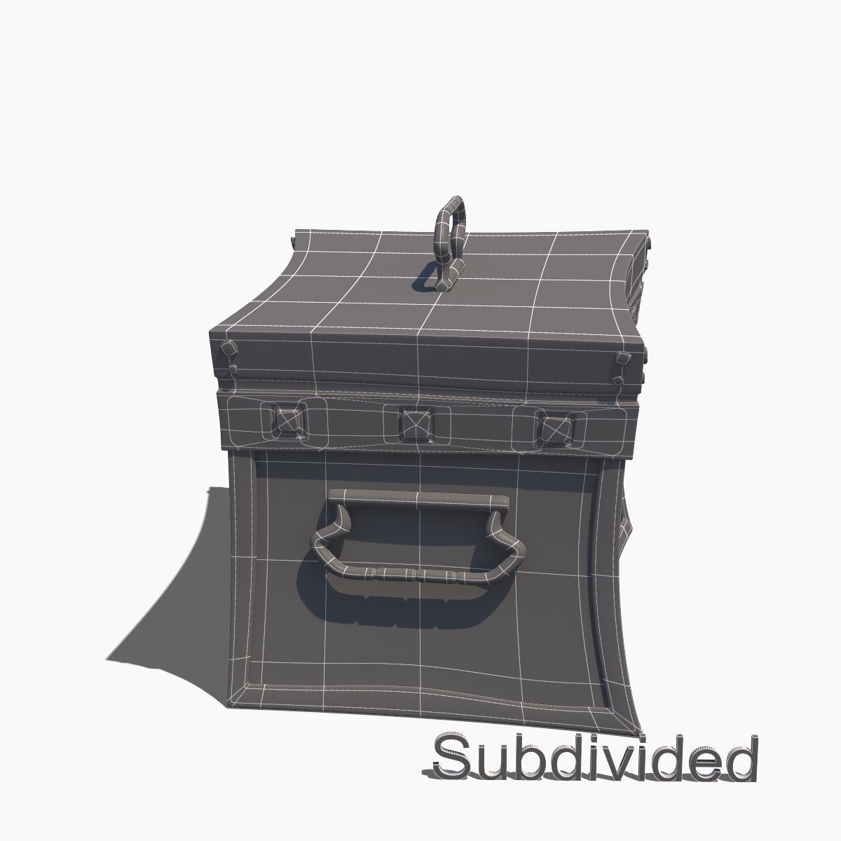 3D model HQ lowpoly chest cartoonish stylized wooden draped VR / AR ...