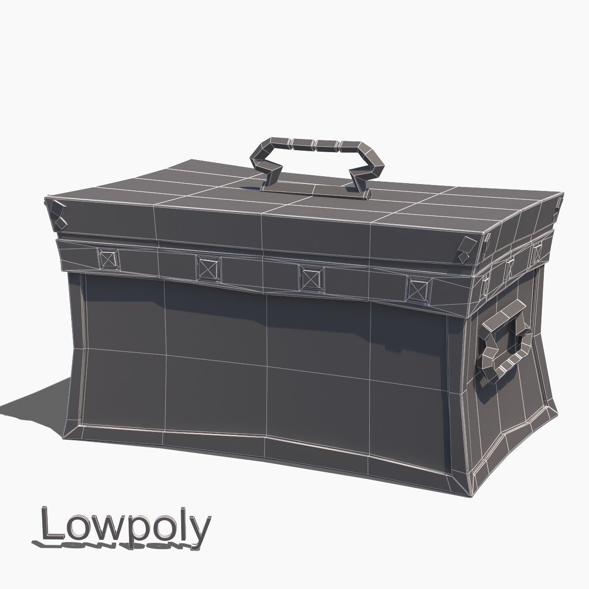 3D model HQ lowpoly chest cartoonish stylized wooden draped VR / AR ...