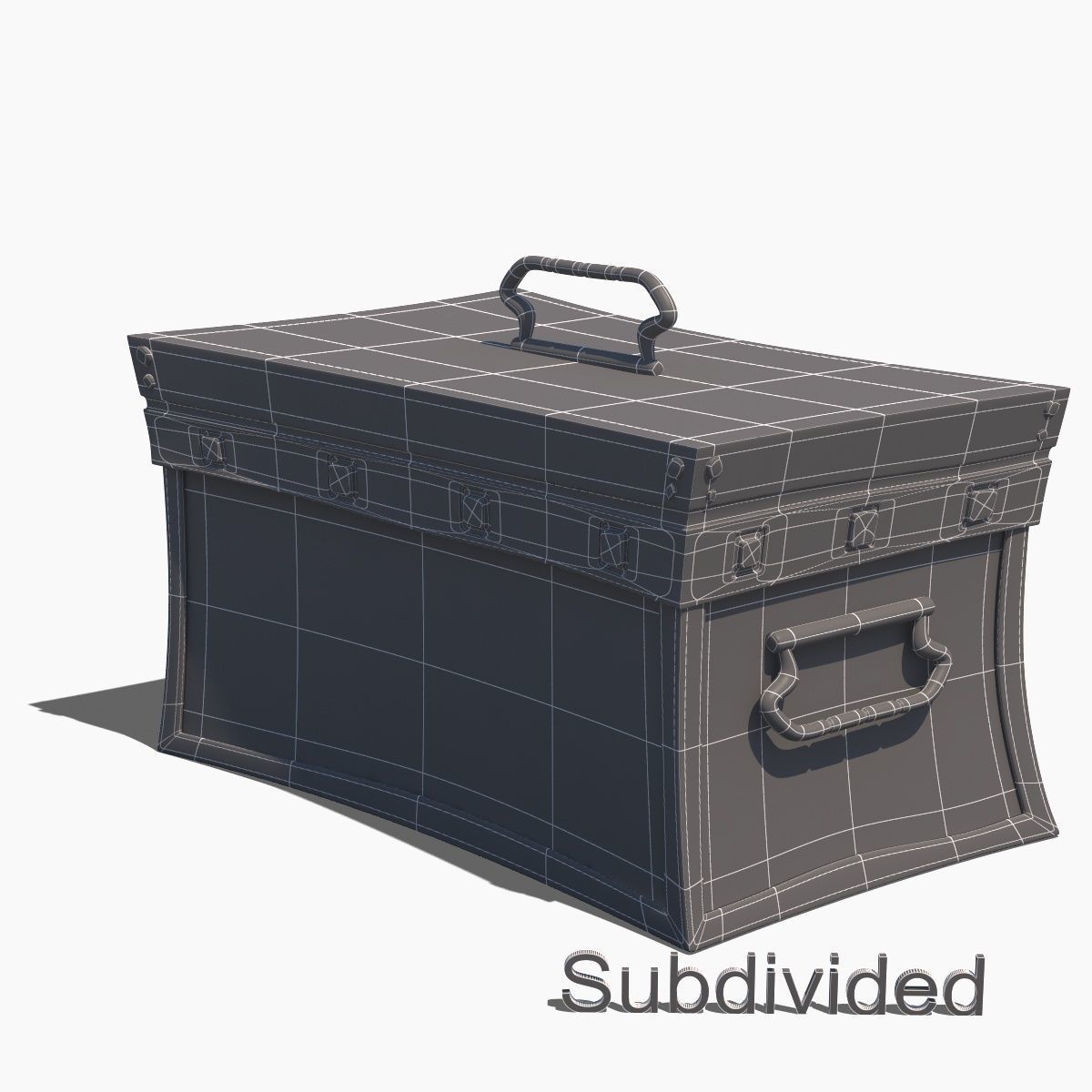 3D model HQ lowpoly chest cartoonish stylized wooden draped VR / AR ...