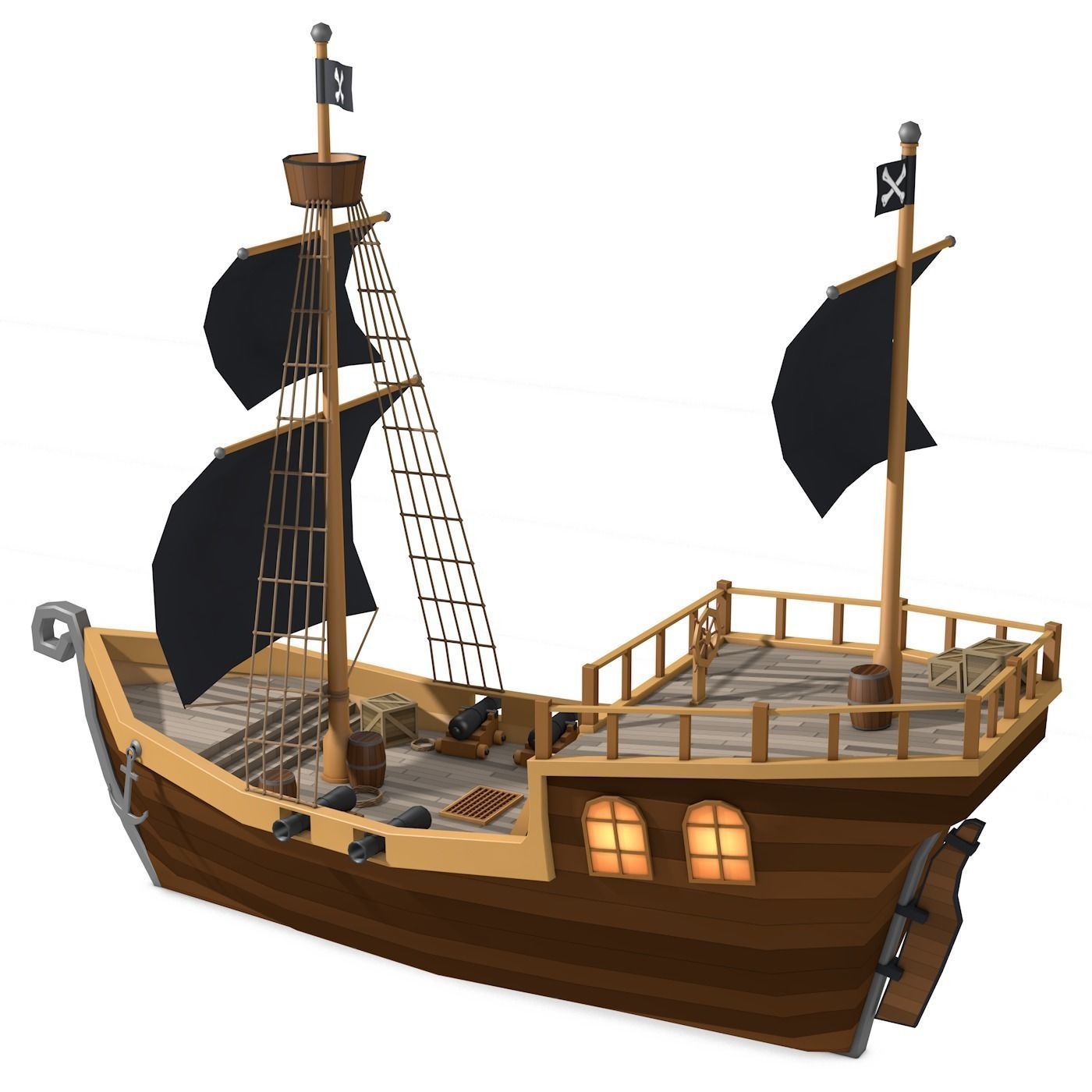 3D model Low Poly Pirate Ship VR / AR / low-poly | CGTrader