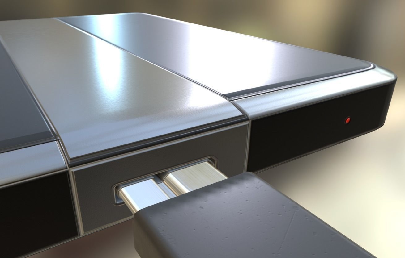 3D model External HDD With USB Cable Rigged Dark Silver Version VR / AR ...