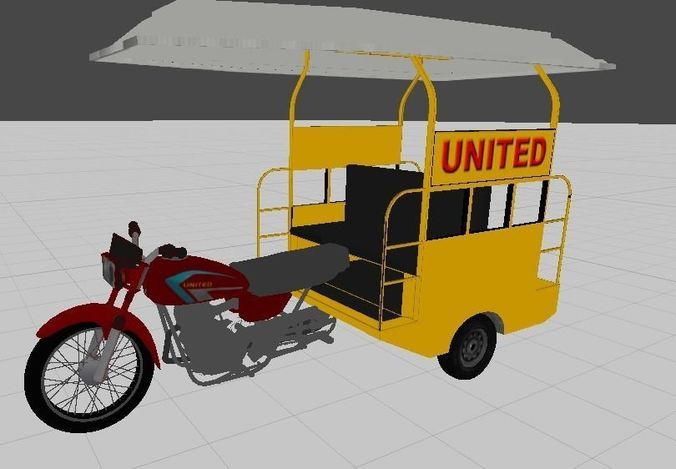 3D model United Chingchi Rickshaw Model Low Poly VR / AR / low-poly ...