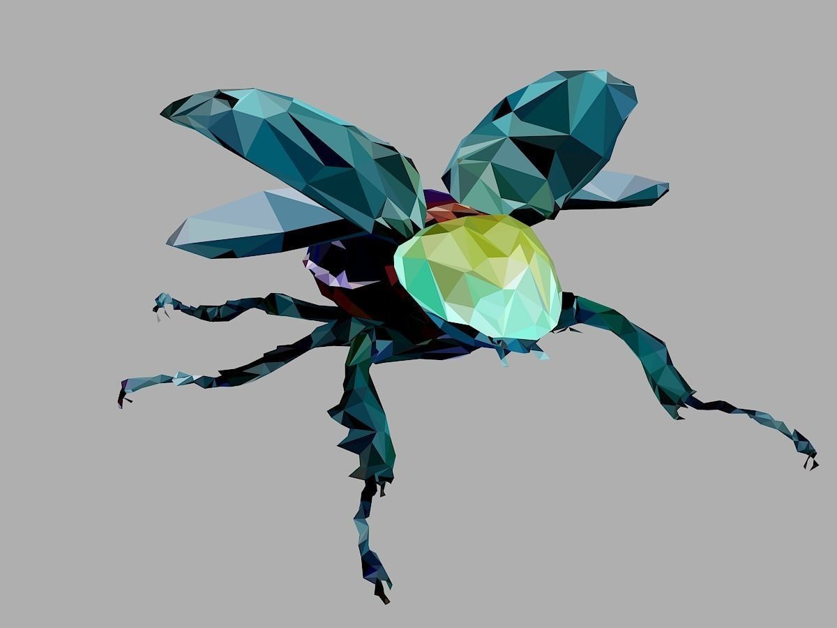 3D model Firefly Rhinoceros Beetle Low Polygon Art Insect VR / AR / low ...