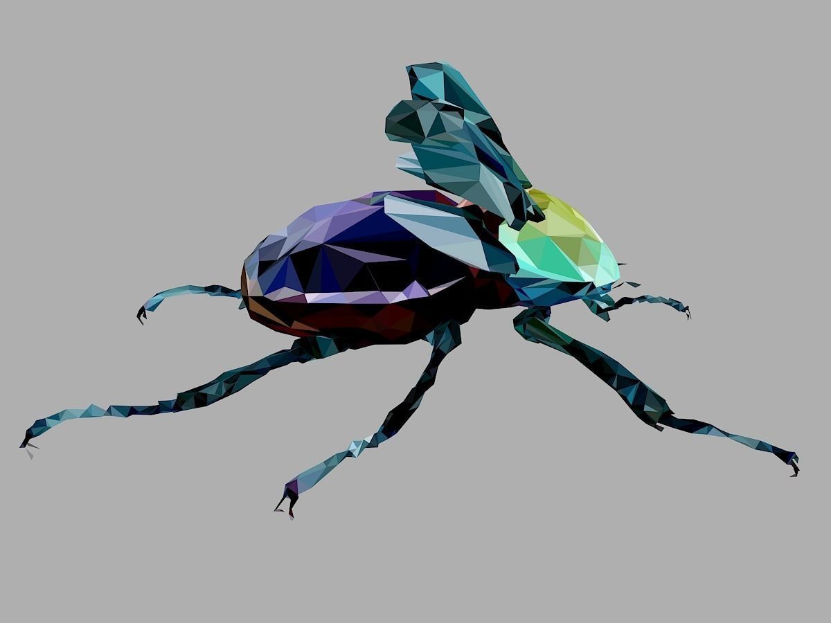 3D model Firefly Rhinoceros Beetle Low Polygon Art Insect VR / AR / low ...