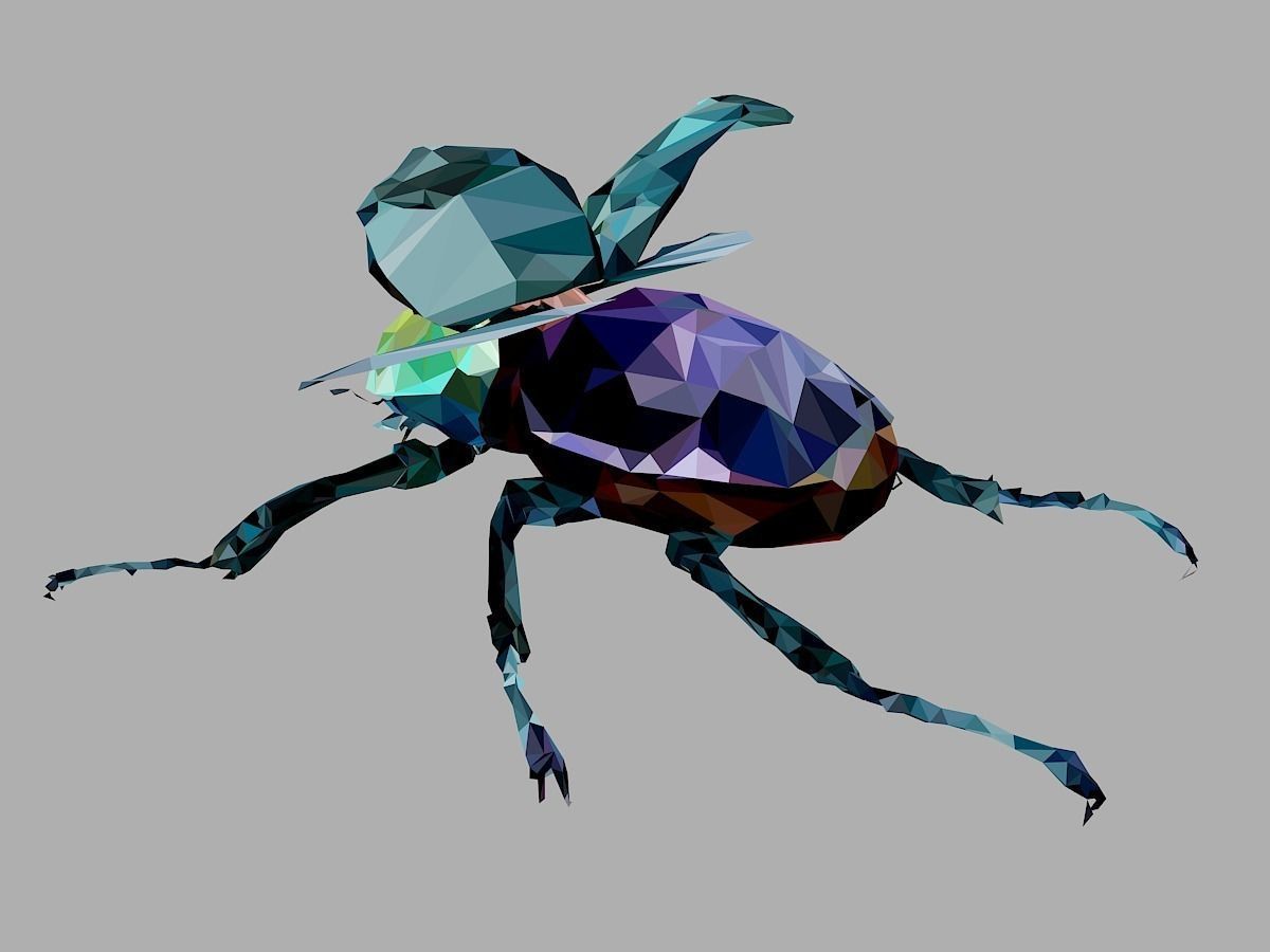 3D model Firefly Rhinoceros Beetle Low Polygon Art Insect VR / AR / low ...