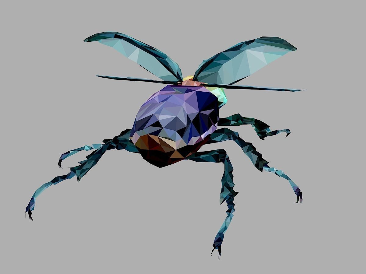 3D model Firefly Rhinoceros Beetle Low Polygon Art Insect VR / AR / low ...