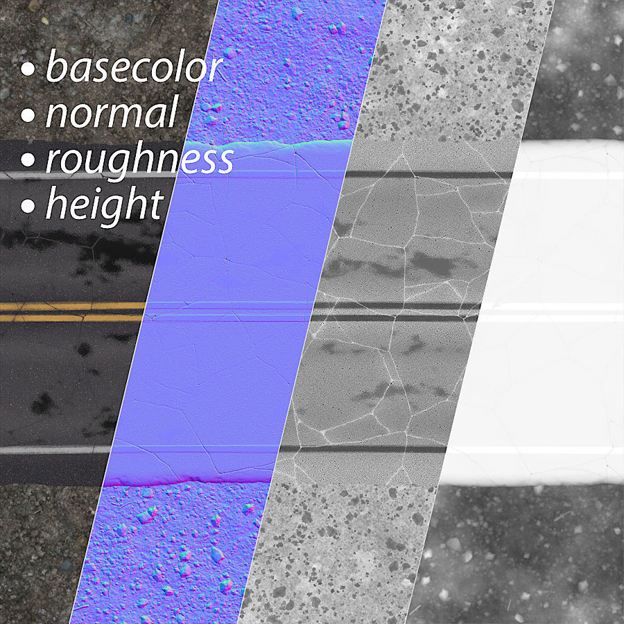 Texture PBR Road texture pack VR / AR / low-poly | CGTrader