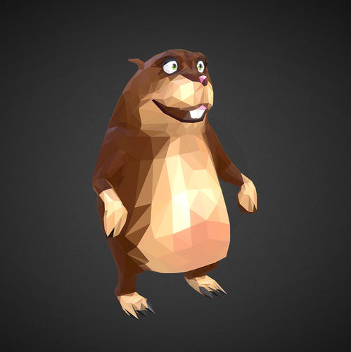 3D model Gopher Cartoon Low Polygon Art Farm Animal VR / AR / low-poly ...