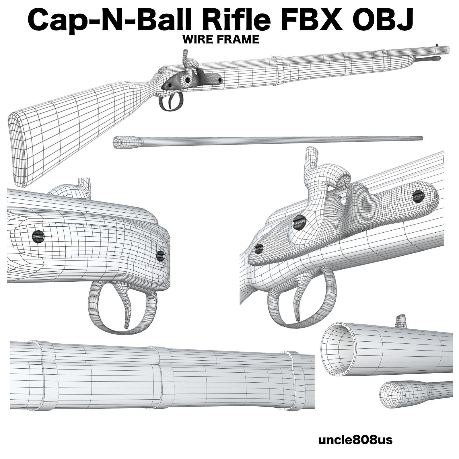 Cap-N-Ball Rifle FBX OBJ 3D model | CGTrader