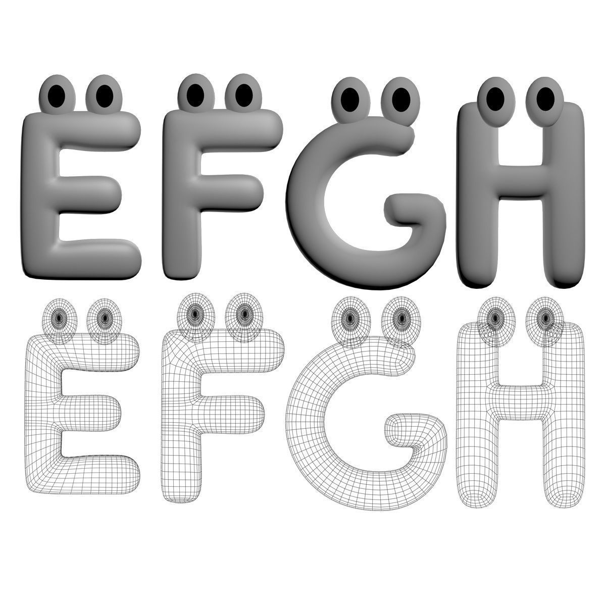 3D Cartoony Alphabet Rigged 3D model rigged | CGTrader