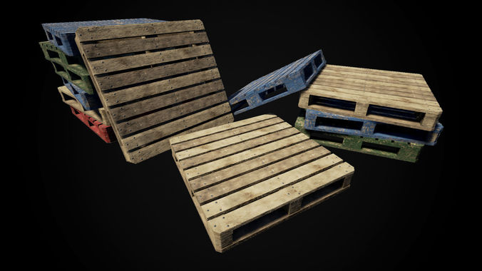 3D model Low Poly PBR Wooden Pallets VR / AR / low-poly | CGTrader