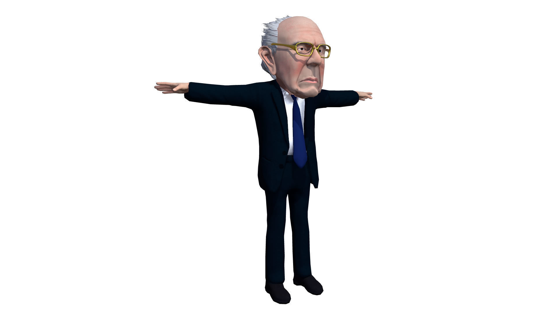 3D model Bernie Sanders Caricature VR / AR / low-poly rigged animated ...