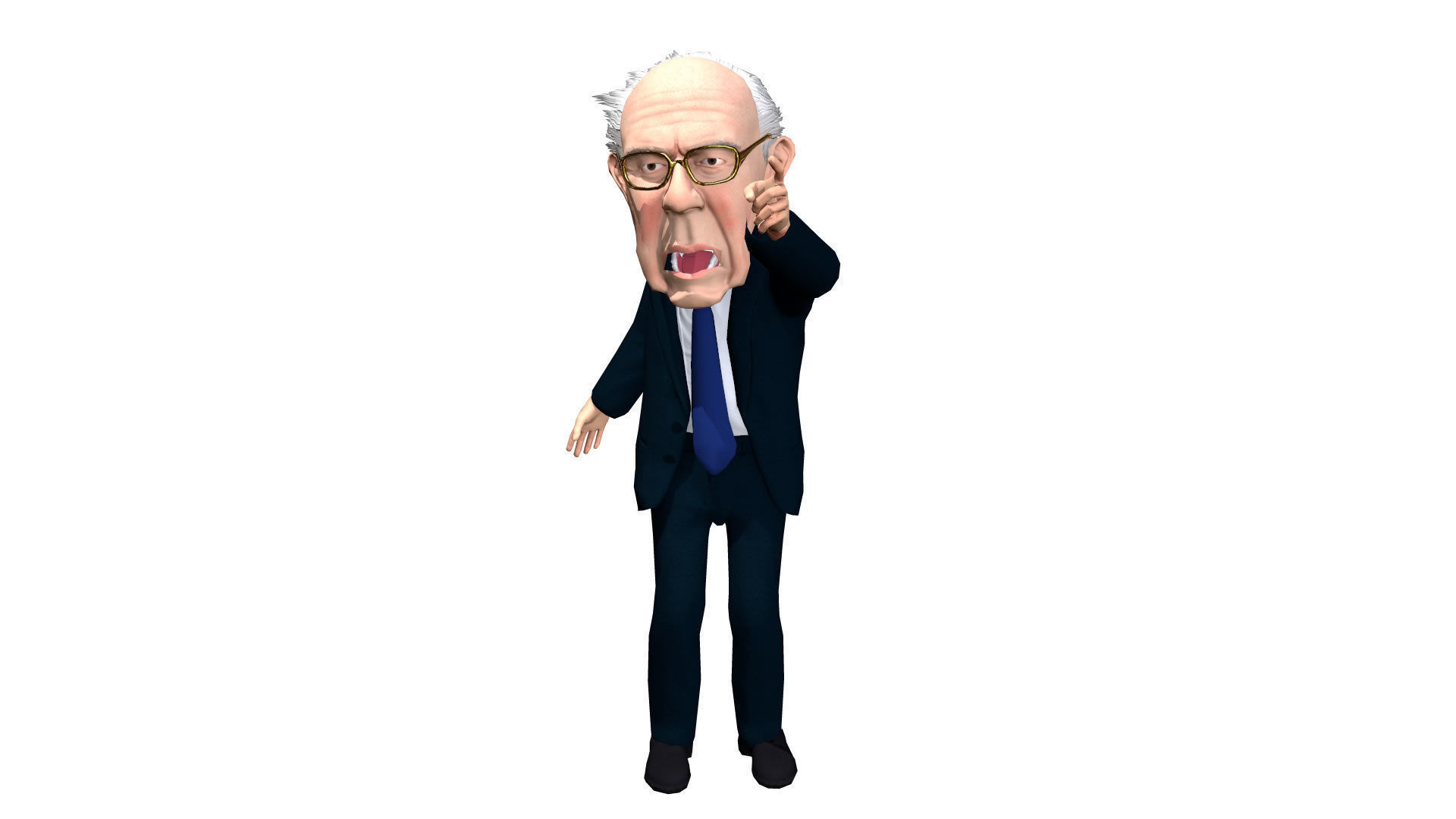 3D model Bernie Sanders Caricature VR / AR / low-poly rigged animated ...