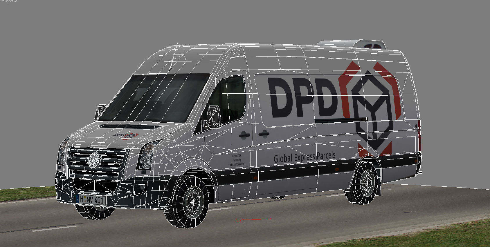 3D model Volkswagen Crafter DPD VR / AR / low-poly | CGTrader