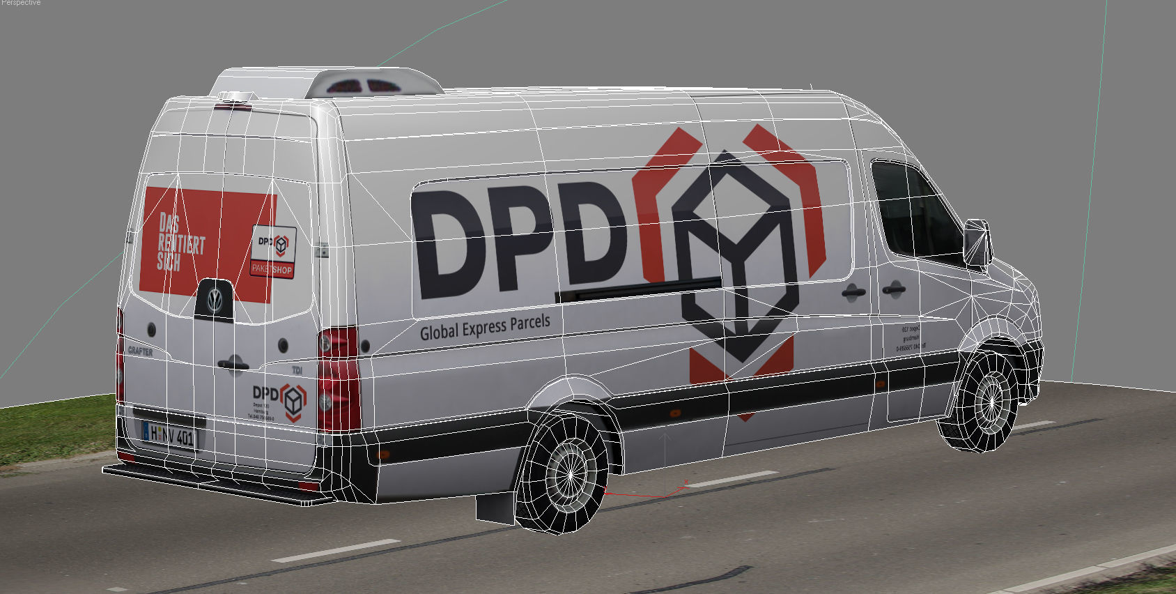 3D model Volkswagen Crafter DPD VR / AR / low-poly | CGTrader