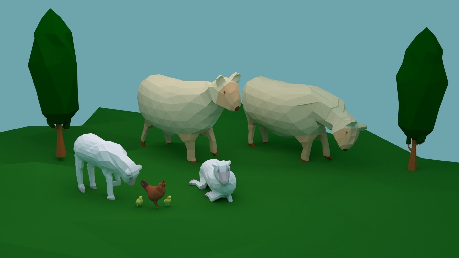 3D model LOW POLY FARM ANIMALS VR / AR / low-poly | CGTrader