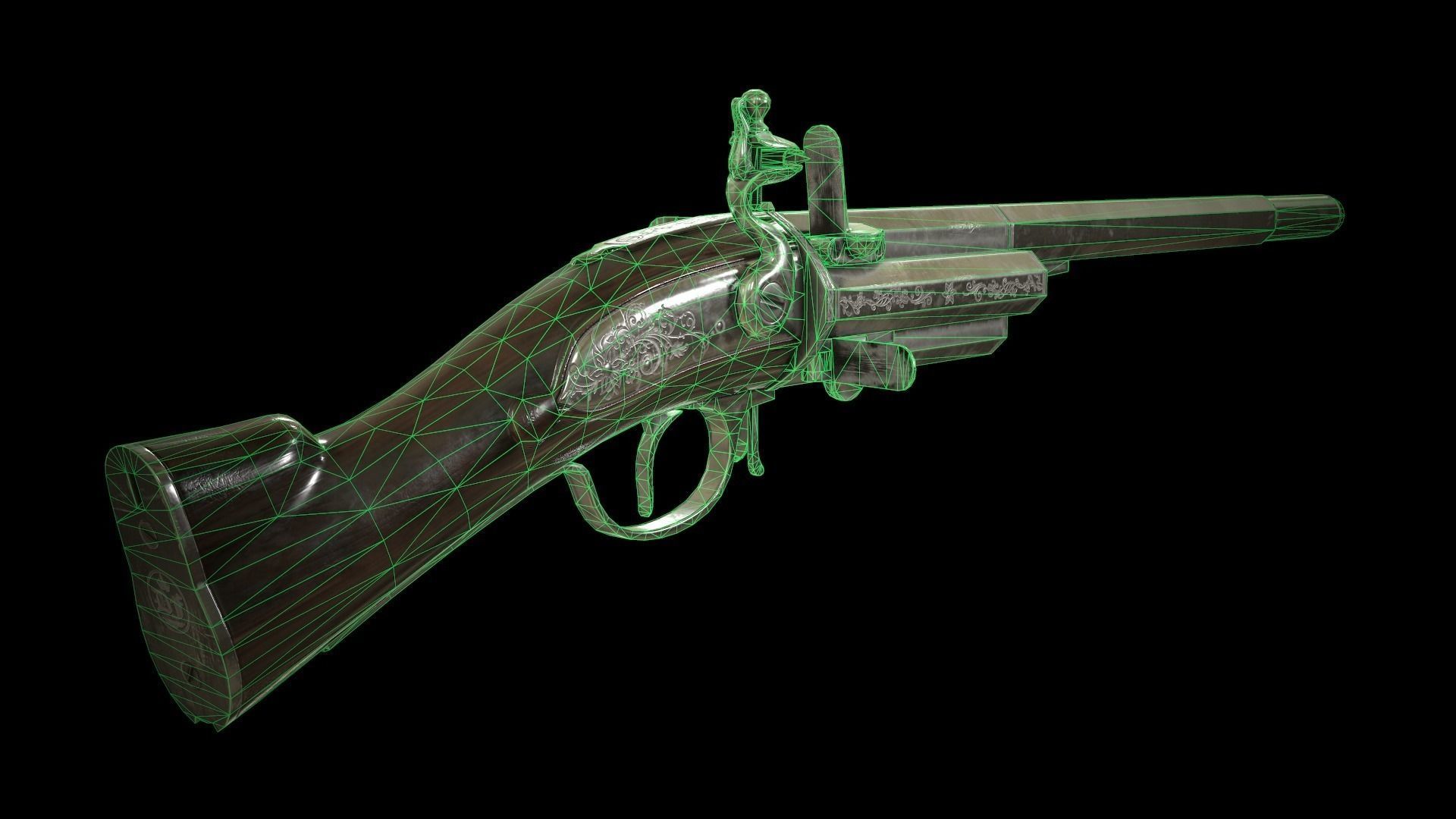 3D model Flintlock Modular Revolving Rifle - model and textures VR / AR ...