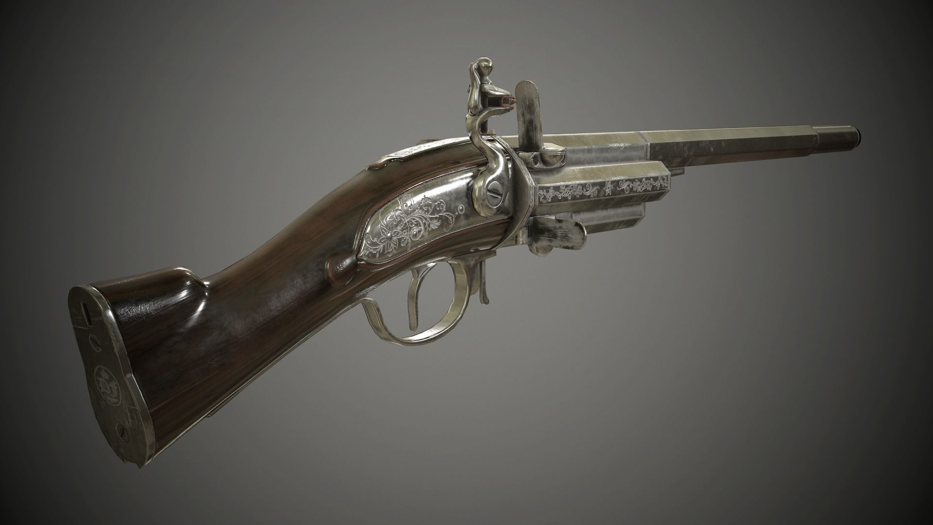 3D model Flintlock Modular Revolving Rifle - model and textures VR / AR ...