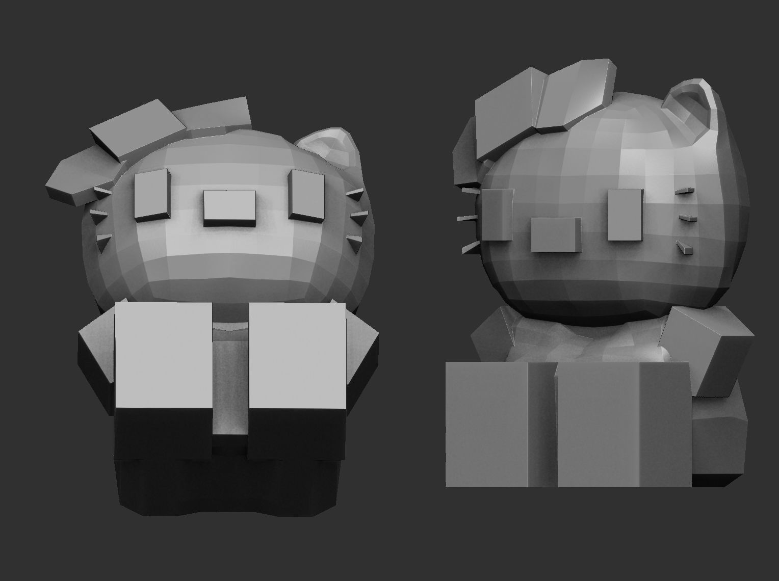 Hello Kitty Printable Blocky Version Easy Print 3D model 3D printable ...