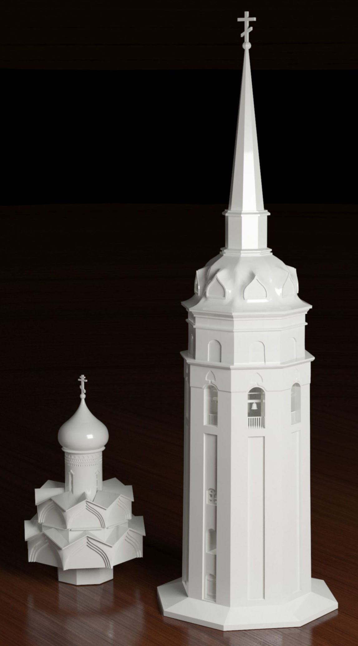 3D print model bell tower with interchangeable tops