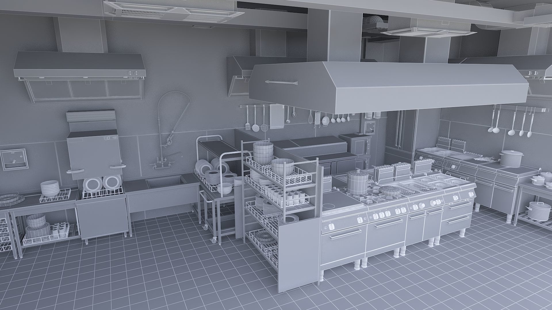 Commercial Kitchen v1 3D model | CGTrader