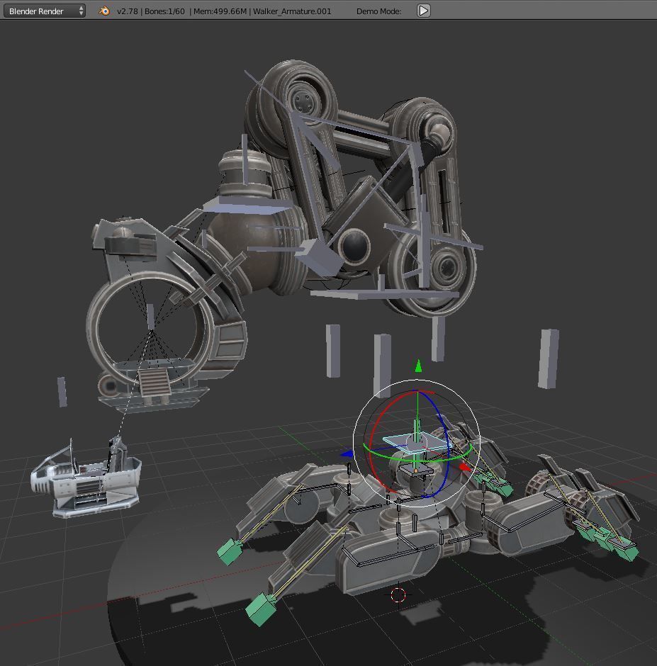 3D model The Walking Mech Neck Blue Version VR / AR / low-poly rigged ...