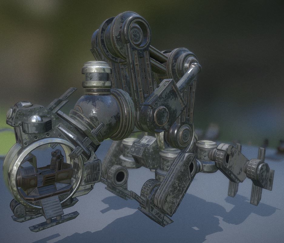 3D model The Walking Mech Neck Old Version VR / AR / low-poly rigged ...