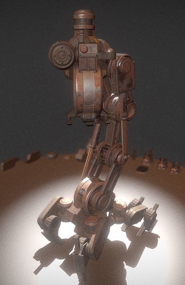 3D model The Walking Mech Neck Rusty Version VR / AR / low-poly rigged ...