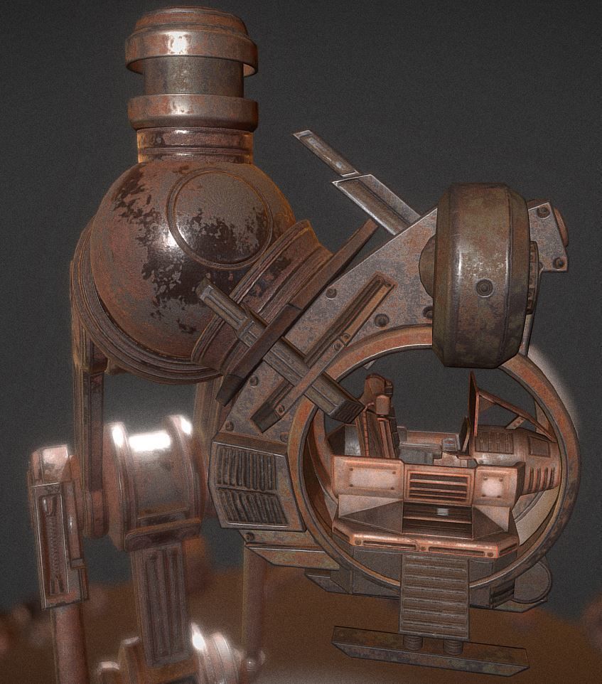 3D model The Walking Mech Neck Rusty Version VR / AR / low-poly rigged ...