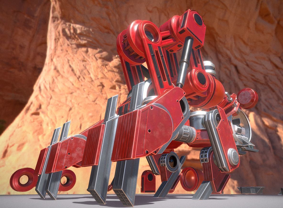 3D model The Walking Mech Neck Red Version VR / AR / low-poly rigged ...