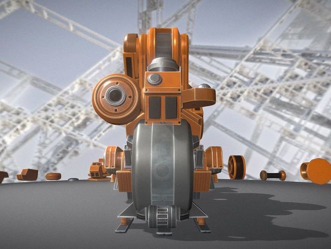 3D model The Walking Mech Neck Orange Version VR / AR / low-poly rigged ...