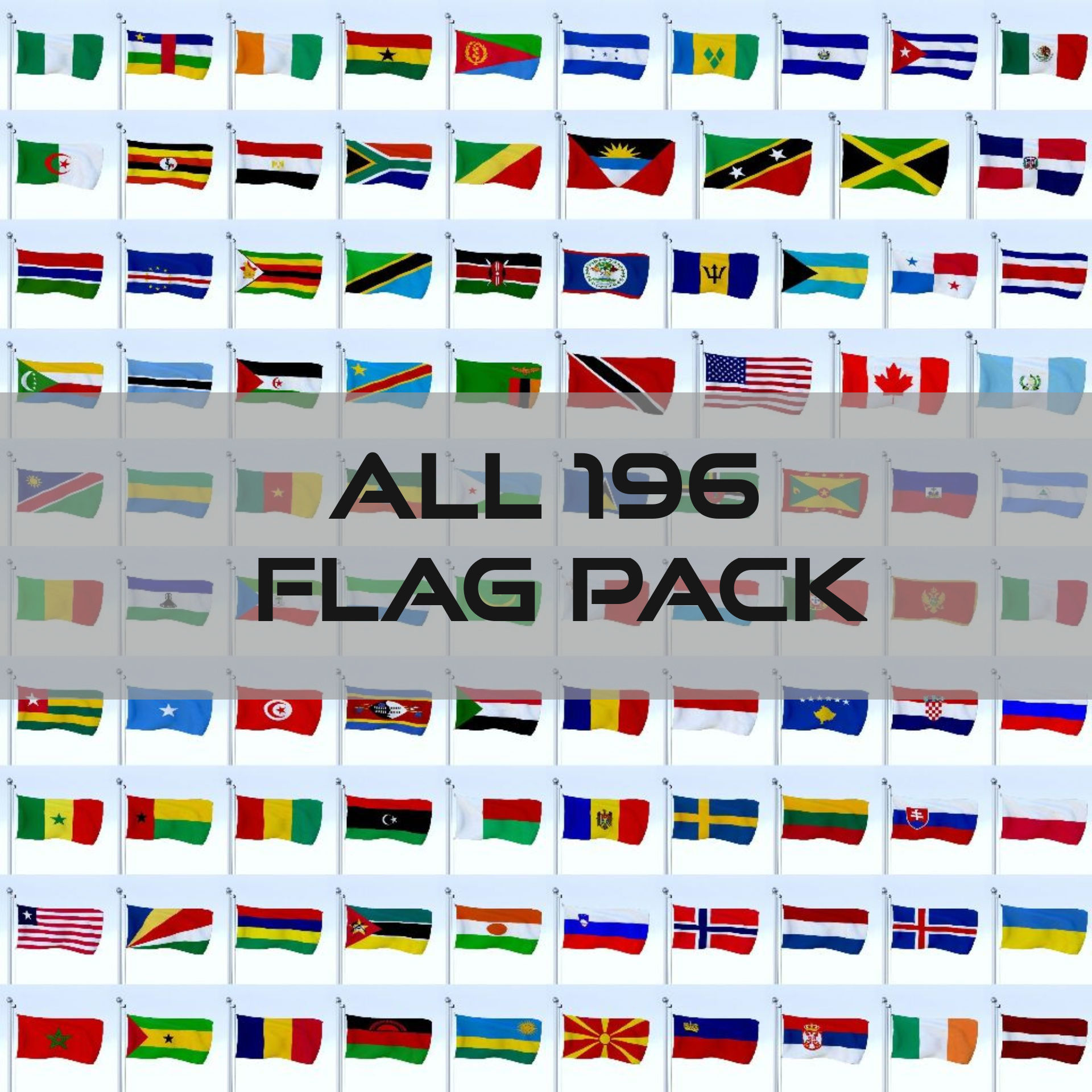 3D model All 196 Flag Pack VR / AR / low-poly animated | CGTrader