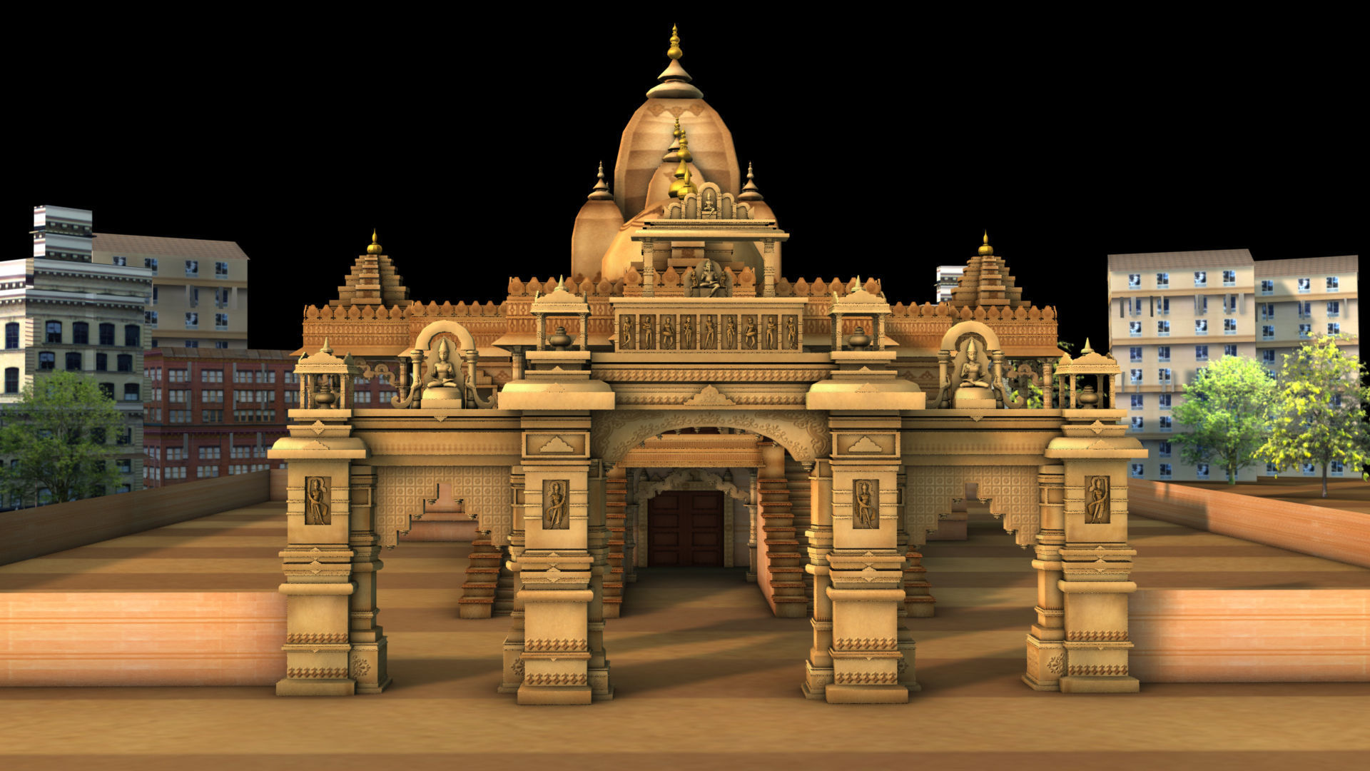 JAIN MANDIR TEMPLE with huge gate 3D model | CGTrader