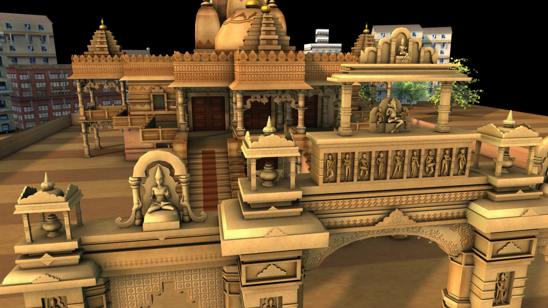 JAIN MANDIR TEMPLE with huge gate 3D model | CGTrader