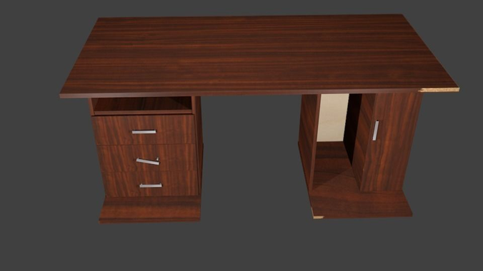 3D model Low-poly desk with drawers and two drawers VR / AR / low-poly ...