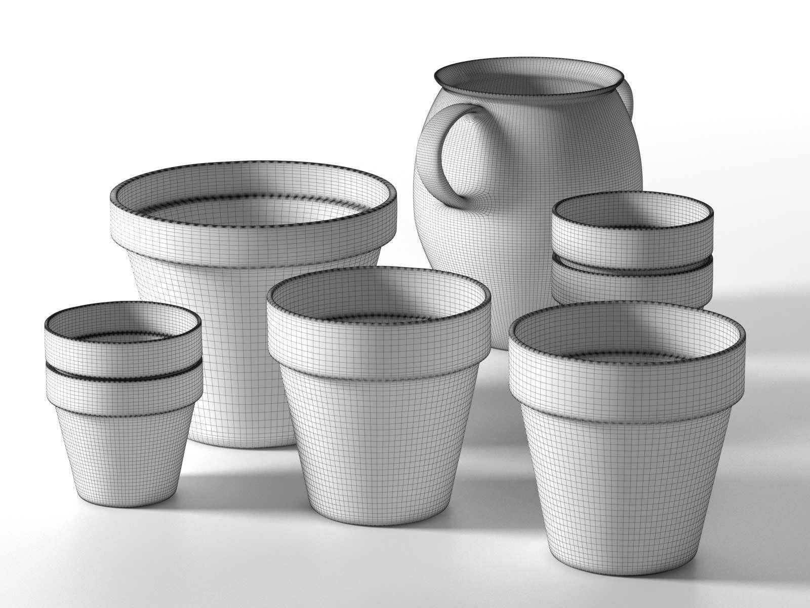 Old Pots Set 3D model | CGTrader