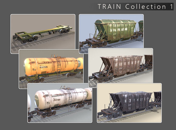 3D model Train Collection 1 car on tracks VR / AR / low-poly | CGTrader