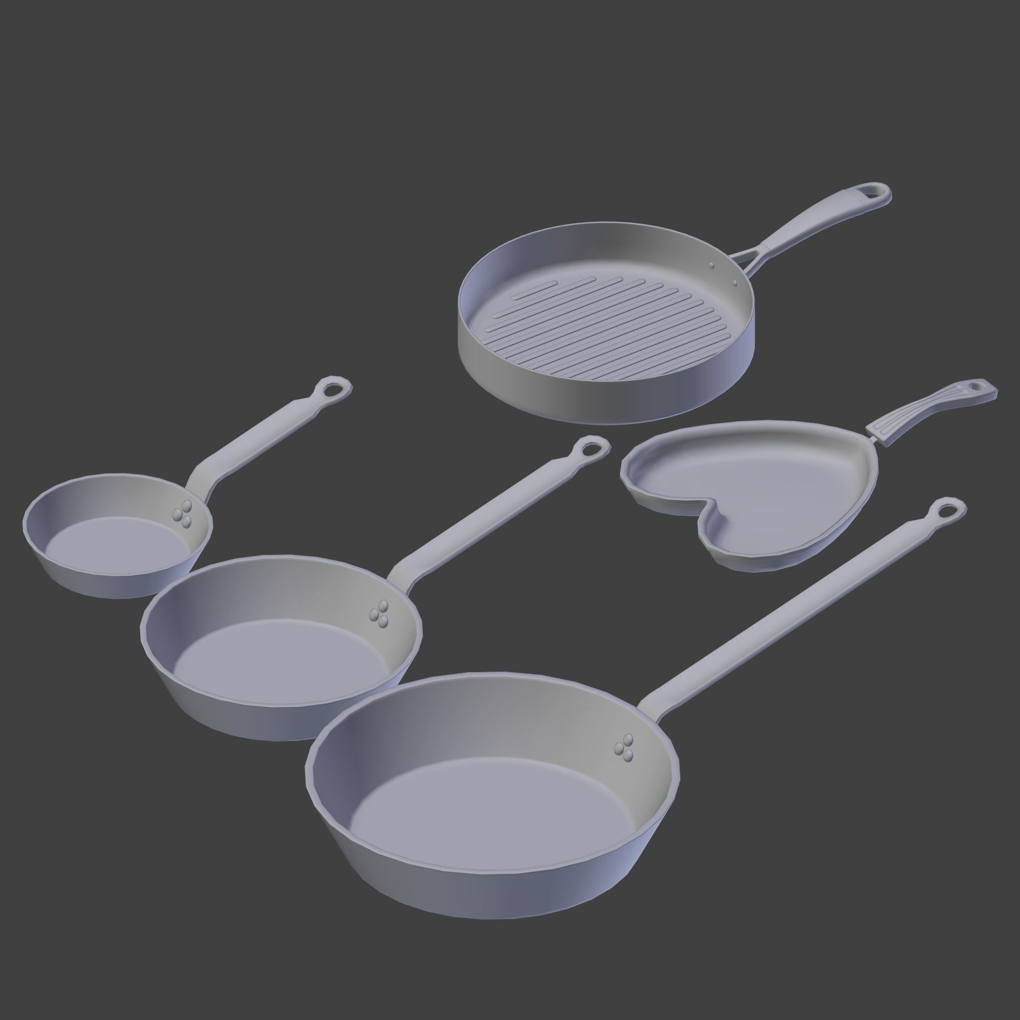Pans Collection frying free 3D model | CGTrader