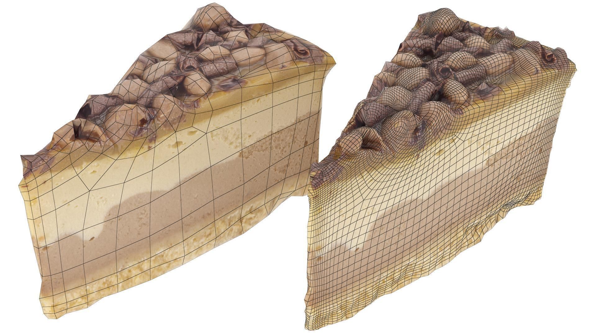 3D model Chocolate Cheese Cake Slice - High and Low Poly versions VR ...