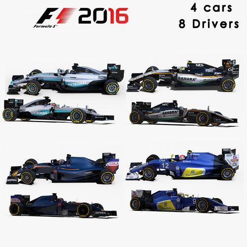 3D model Formula 1 2016 car pack 1 VR / AR / low-poly rigged | CGTrader