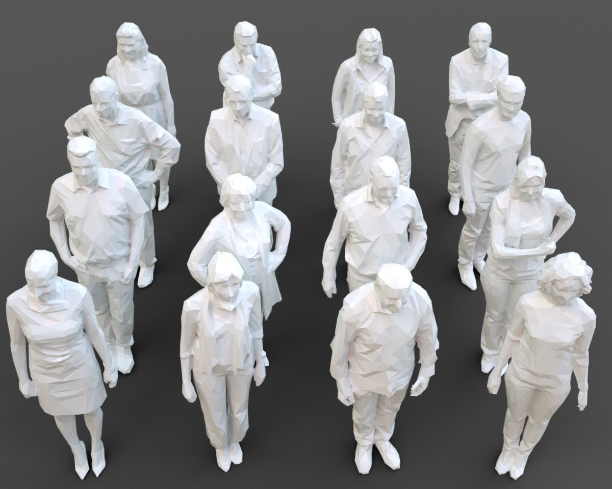 3D model 16 Stylized Human Statues Pack V12 VR / AR / low-poly | CGTrader