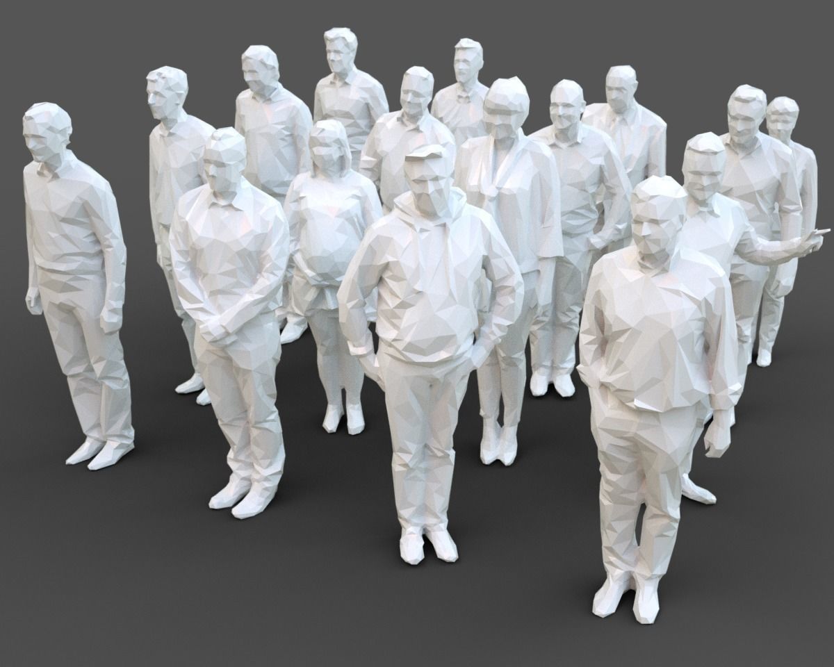 3D model 192 Stylized Human Statues Collection VR / AR / low-poly ...