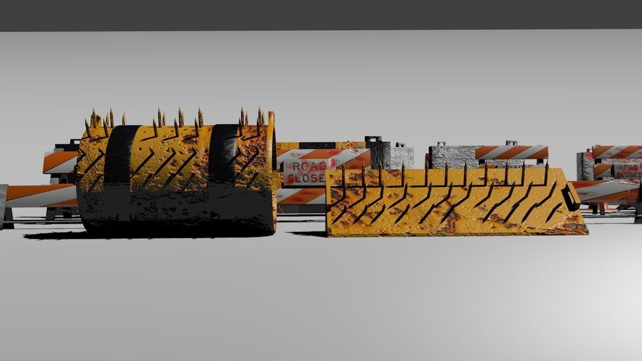 3D model Road blocks and signs VR / AR / low-poly | CGTrader