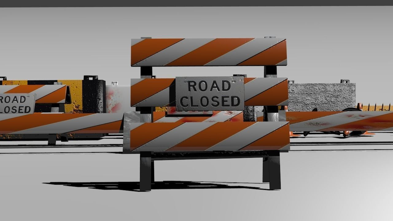 3D model Road blocks and signs VR / AR / low-poly | CGTrader