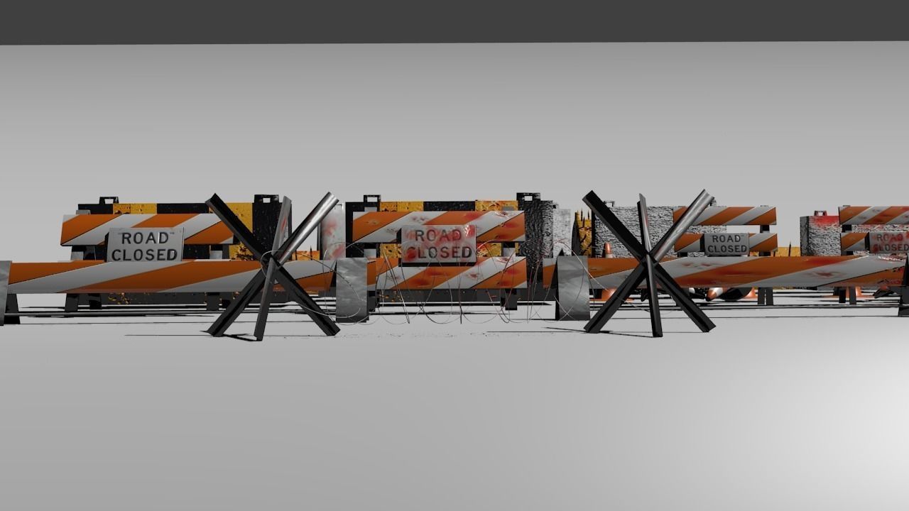 3D model Road blocks and signs VR / AR / low-poly | CGTrader