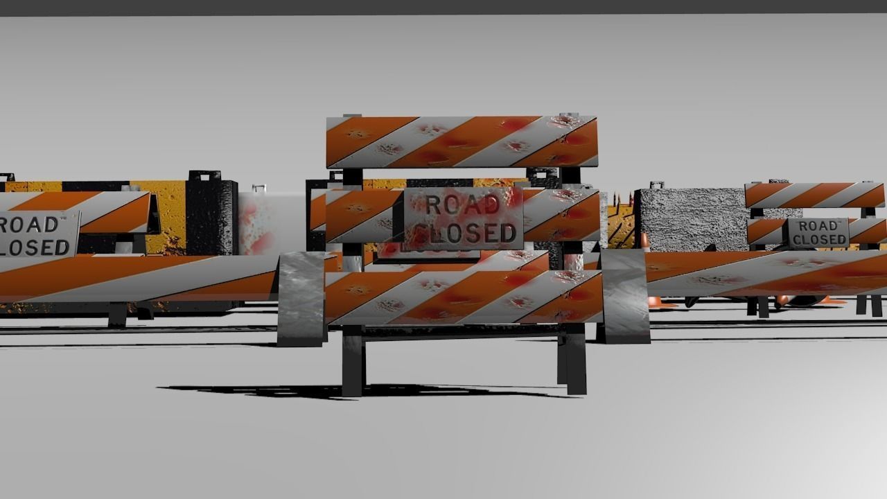 3D model Road blocks and signs VR / AR / low-poly | CGTrader