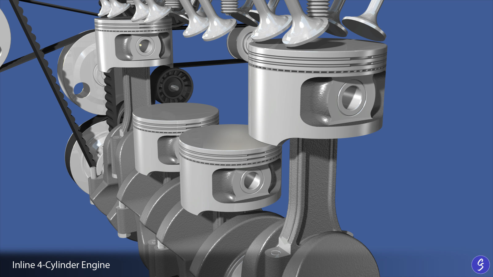 Engine Inline Four-Cylinder 3D model | CGTrader