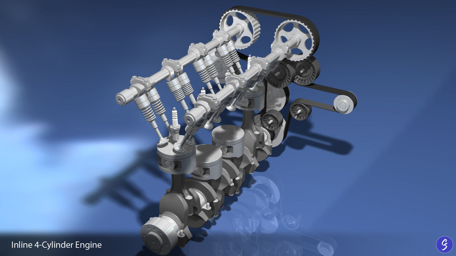 Engine Inline Four-Cylinder 3D model | CGTrader